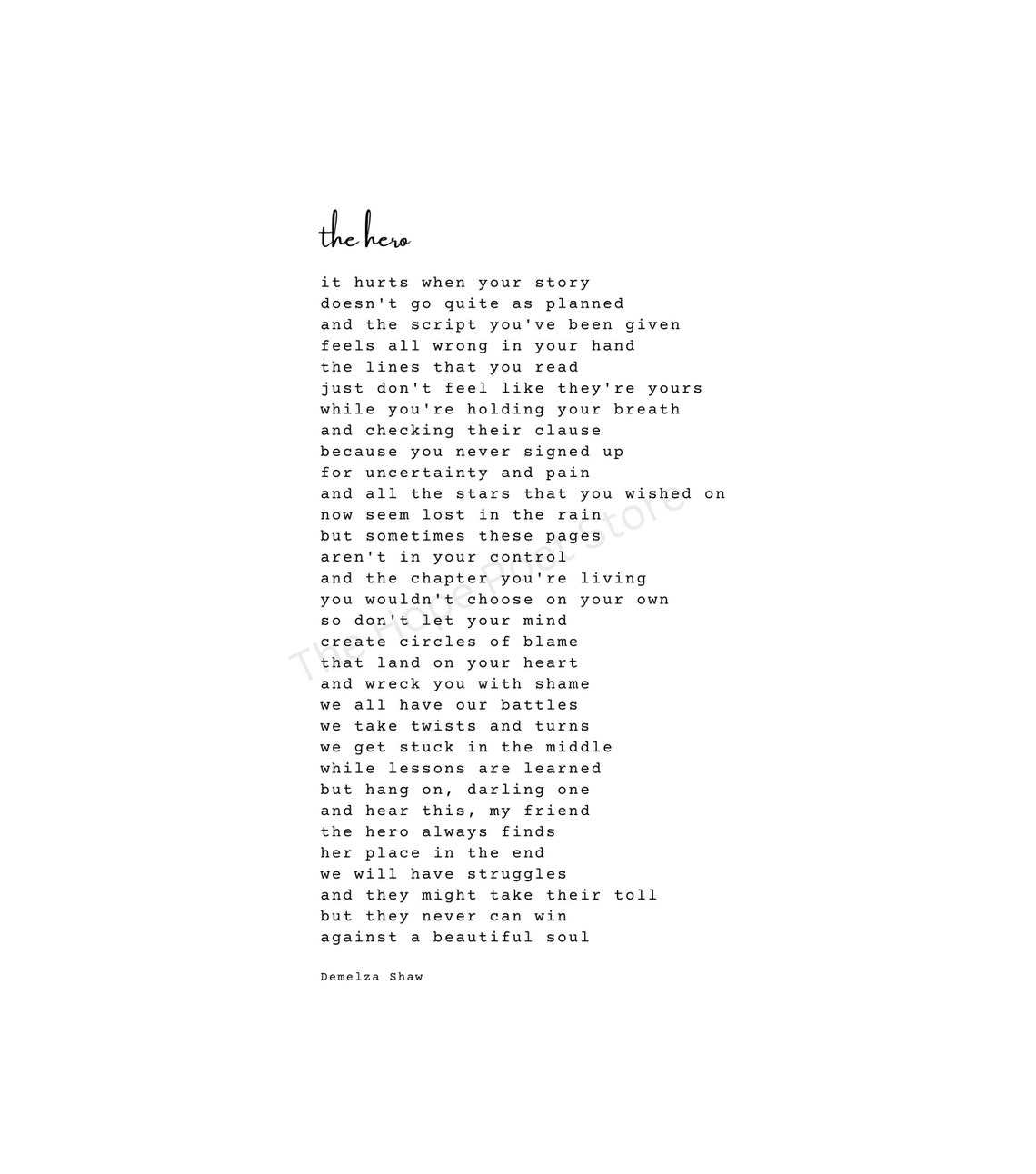 The Hero Printable Poem A4 Digital Download, Digital Poem, Poetry Print ...