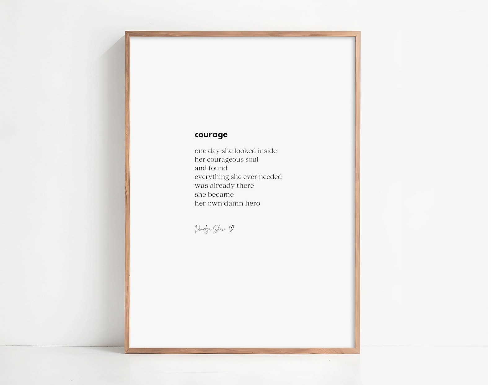 Courage - A4 Poetry Print, Prints Wall Art, Courageous Poem Digital ...