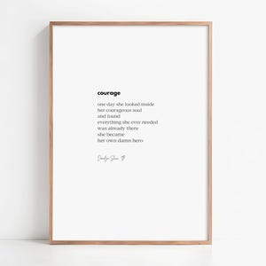 Courage - A4 Poetry Print, Prints Wall Art, Courageous Poem Digital ...