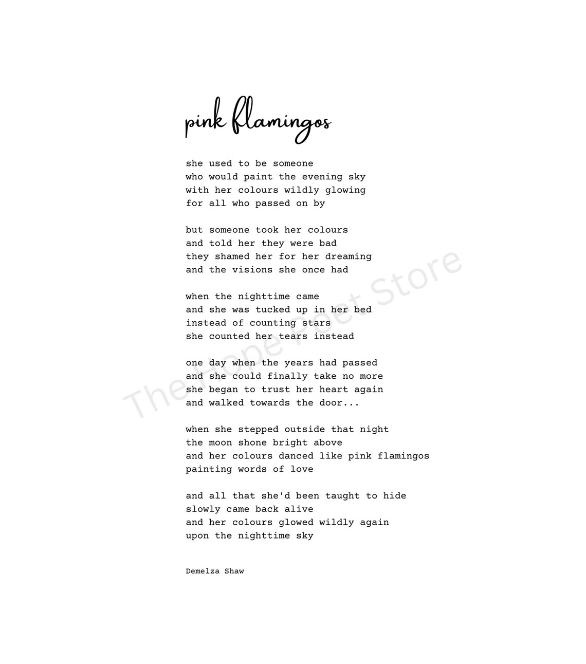 Pink Flamingos Poetry Print A4 digital Download Inspiring - Etsy
