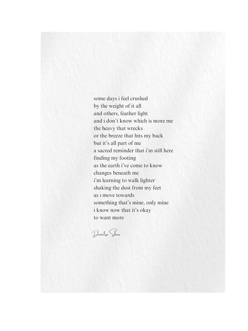 Feather Light - A4 Printable Poem, Digital Print - Etsy