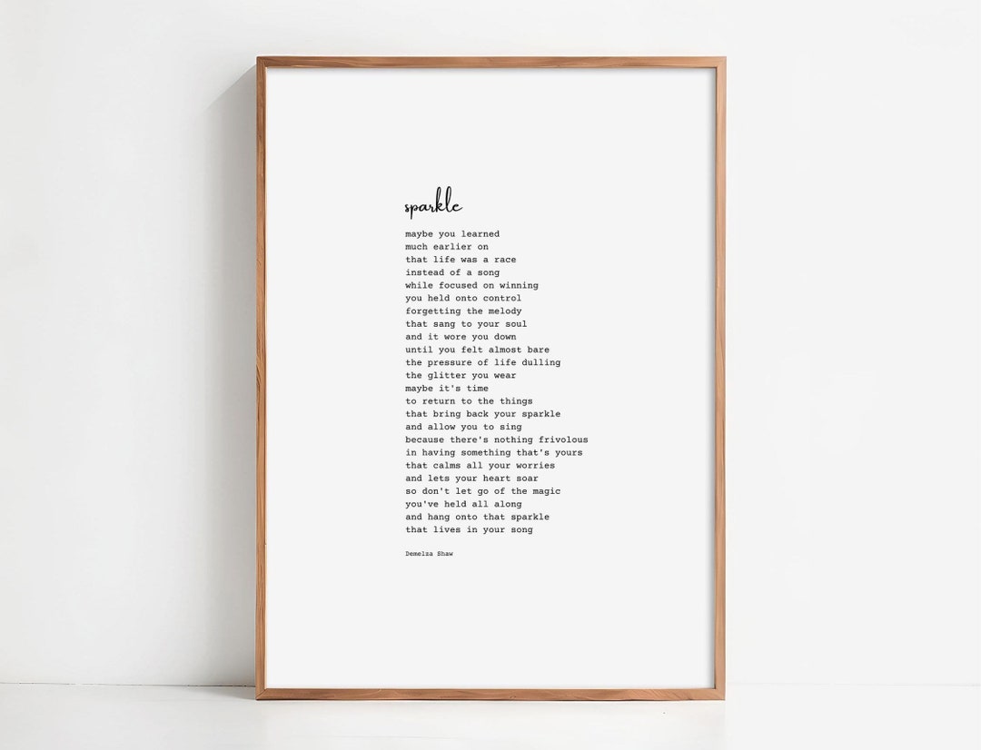 Sparkle - Printable Poem (A4 Digital Download), Digital Poem, Poetry ...