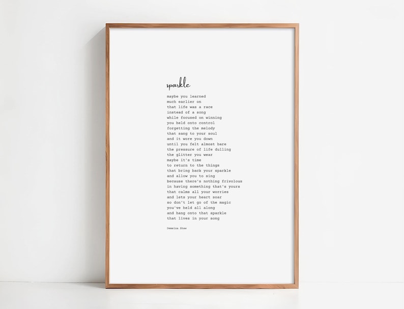 Sparkle - Printable Poem (A4 Digital Download), Digital Poem, Poetry ...