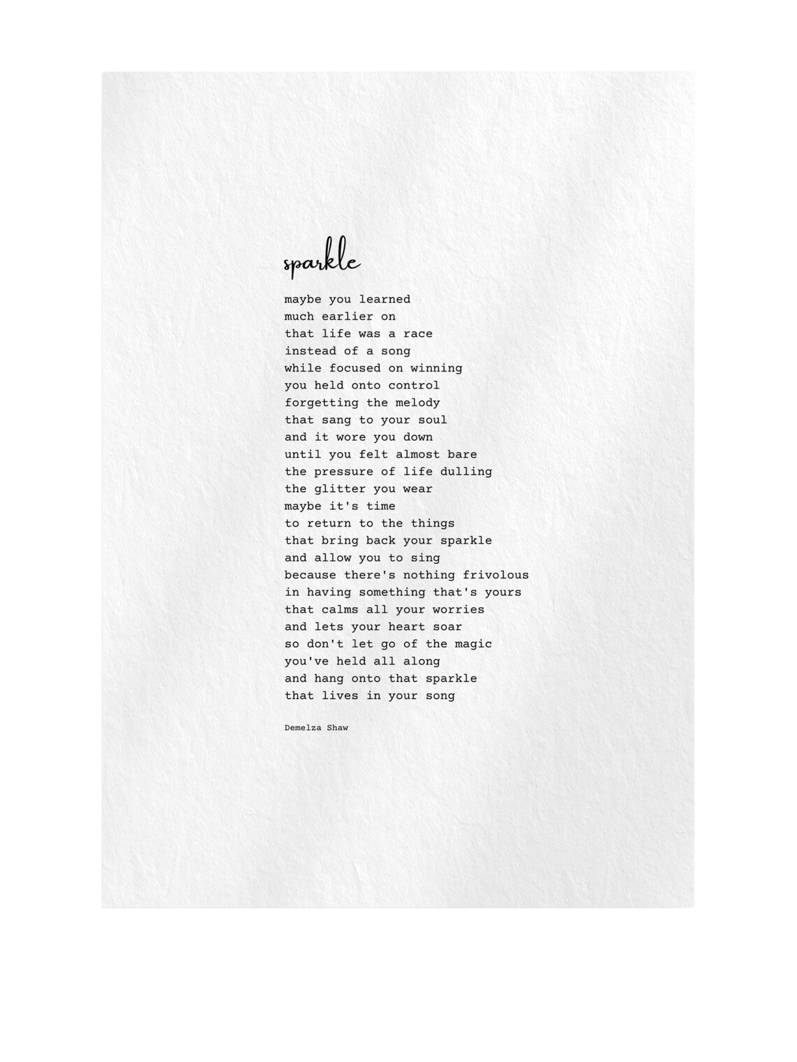 Sparkle - Printable Poem (A4 Digital Download), Digital Poem, Poetry ...