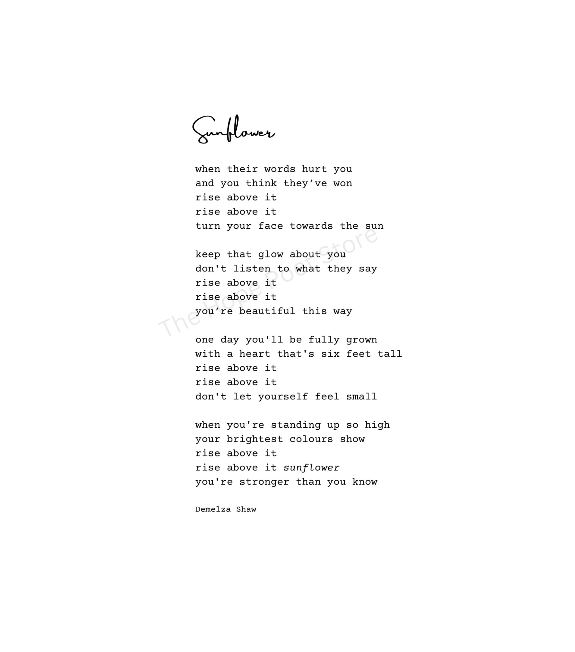 Sunflower Poetry Print A4 Digital Download - Etsy