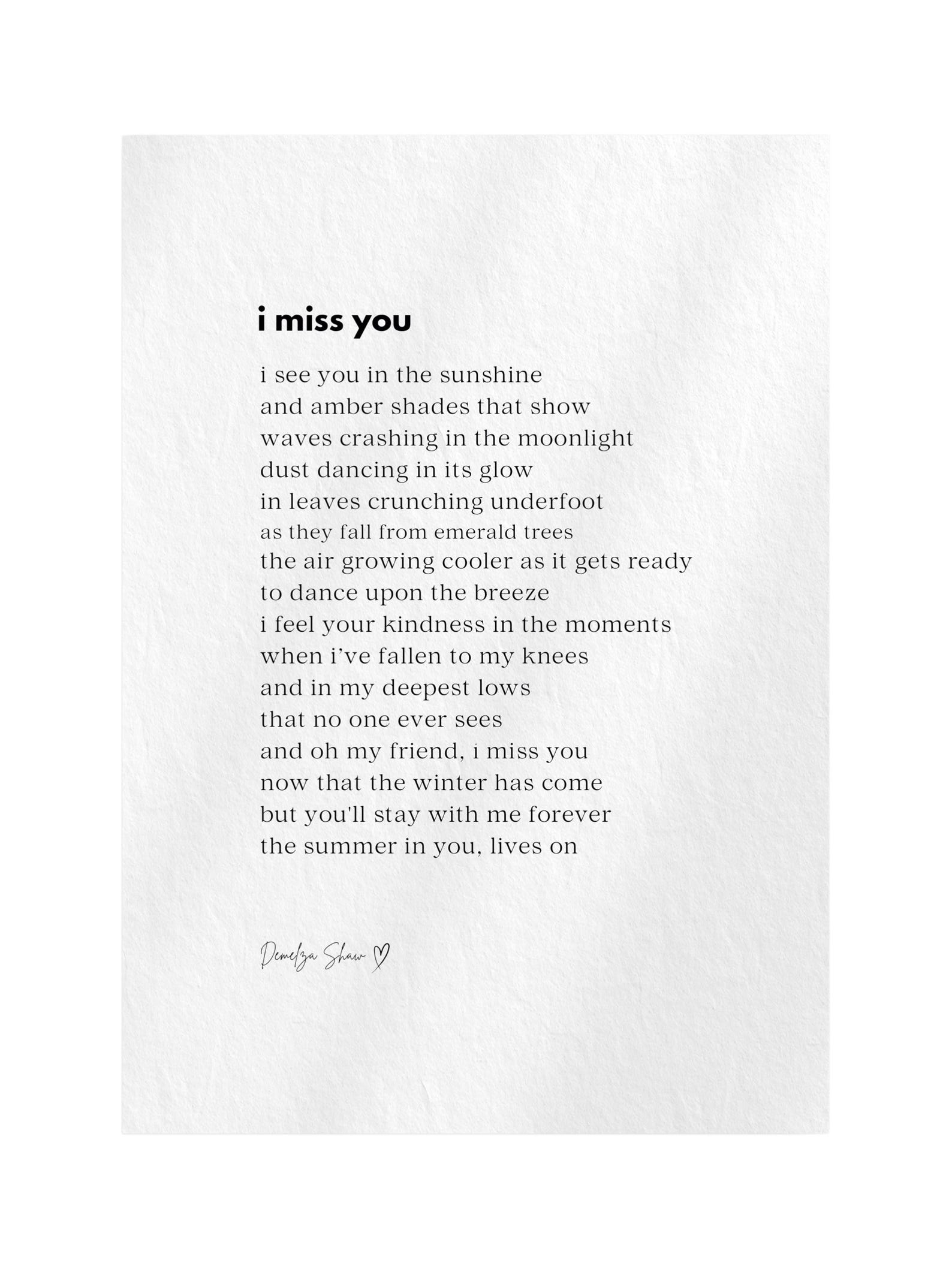 I Miss You Poem Print: Grief, Loss, Sympathy Gift (digital Print) - Etsy