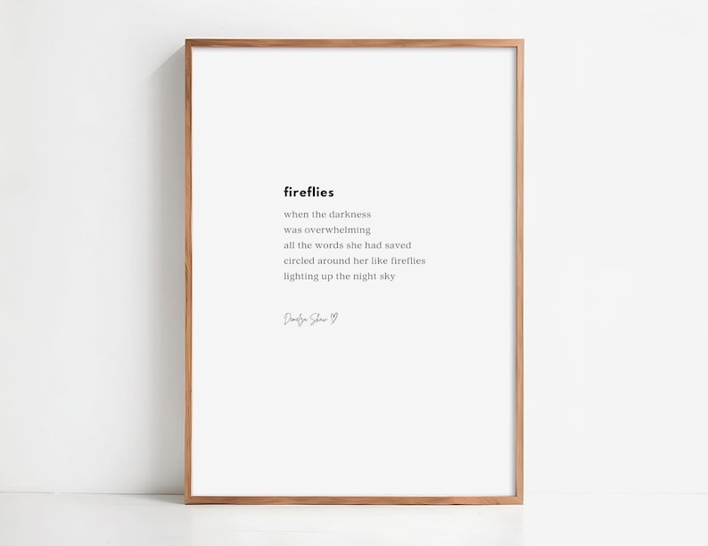 Fireflies Poem Print: Inspirational Wall Art (A4 PDF) - Etsy