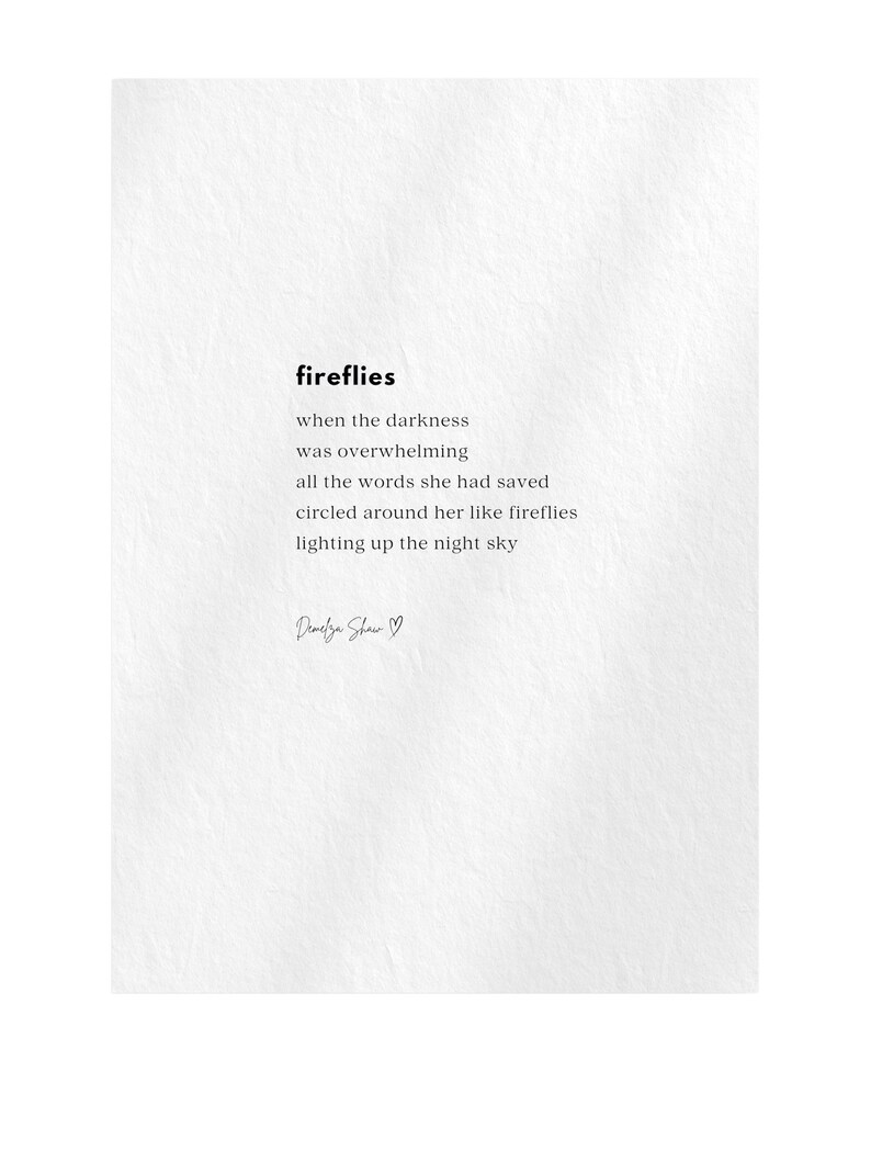 Fireflies Poem Print: Inspirational Wall Art (A4 PDF) - Etsy