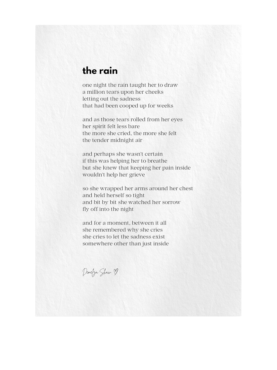 The Rain - Poetry Print (A4 Digital Download) - Etsy