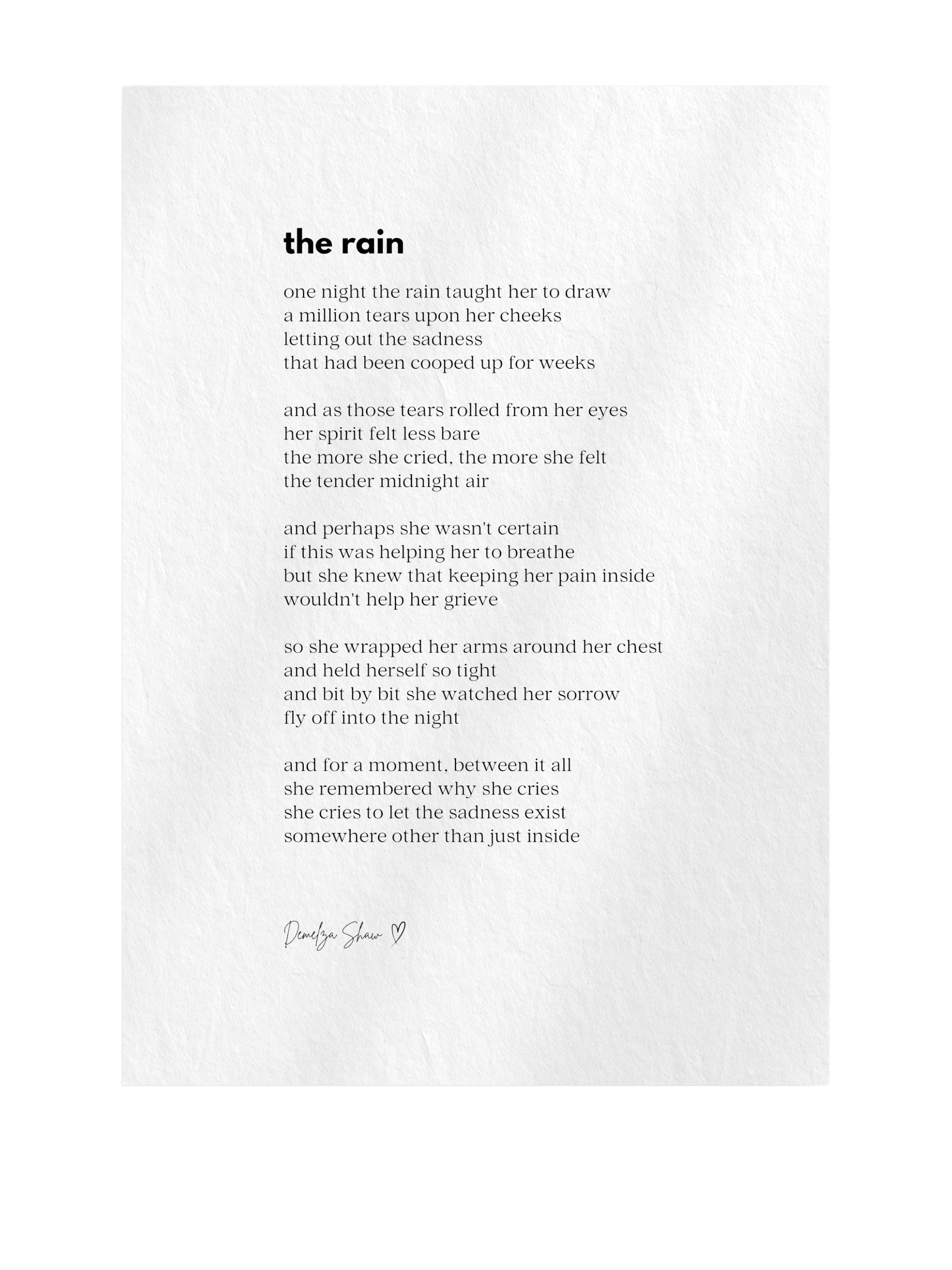 The Rain - Poetry Print (A4 Digital Download) - Etsy