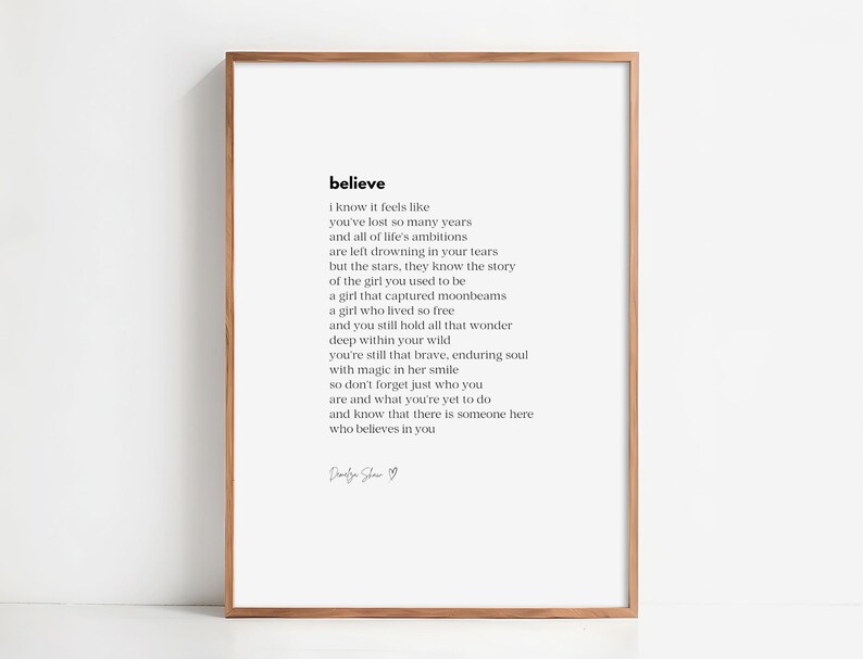 Believe - Printable Poem (A4 Digital Download) - Etsy