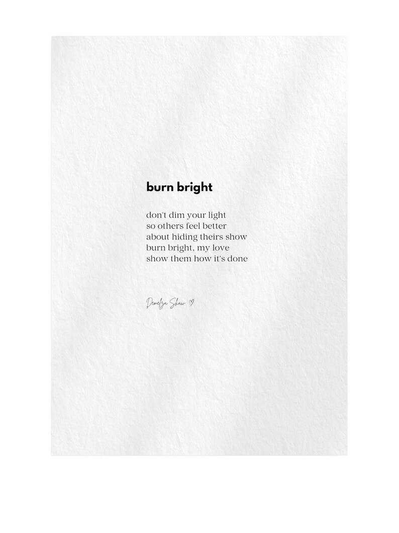 Burn Bright - Poetry Print (digital Download) - Etsy