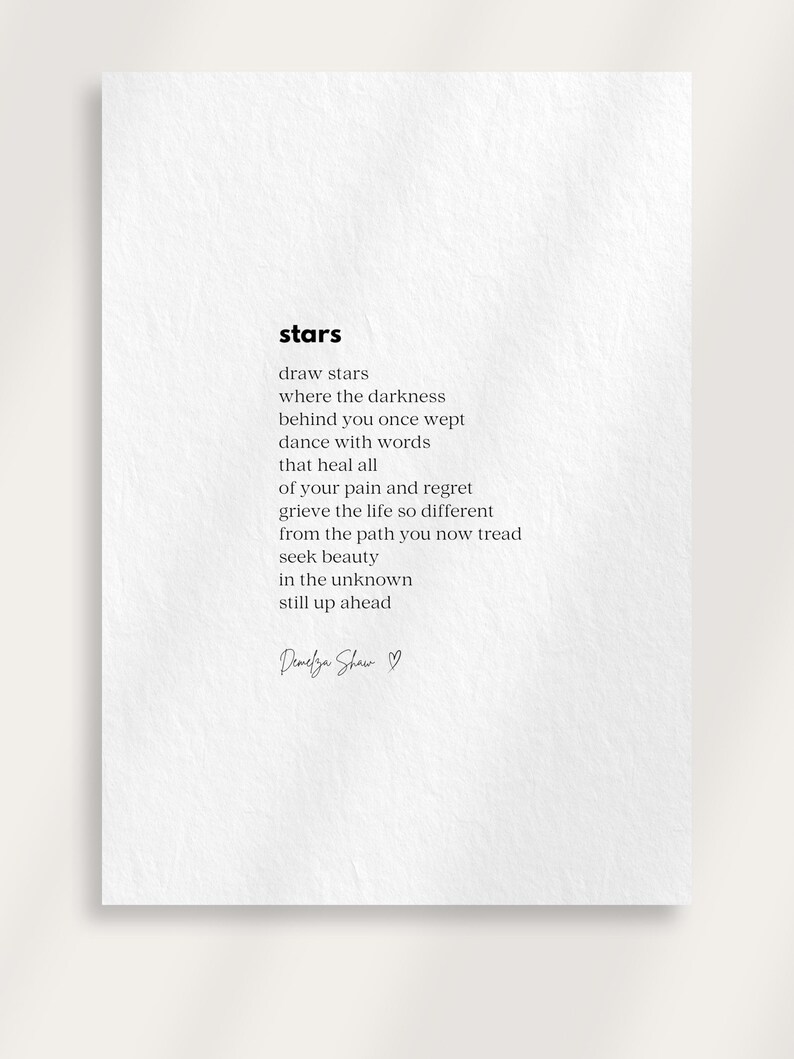 Stars - Printable Poem (A4 Digital Download), Digital Poem, Poetry ...