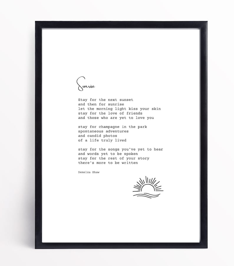 Sunrise Printable Poem A4 Digital Download, Digital Poem, Poetry Print ...