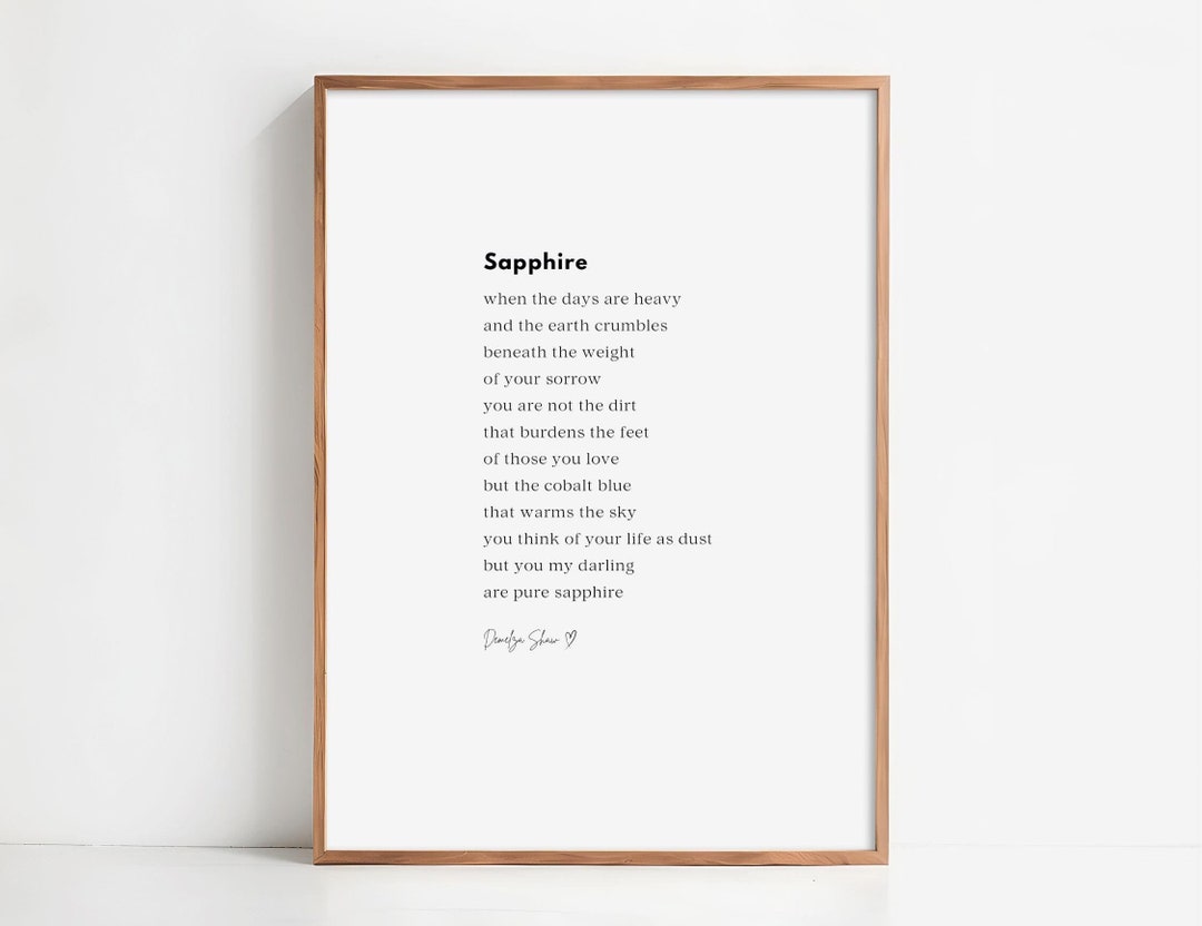 Sapphire Poem Print: Inspirational Wall Art (digital Download) - Etsy