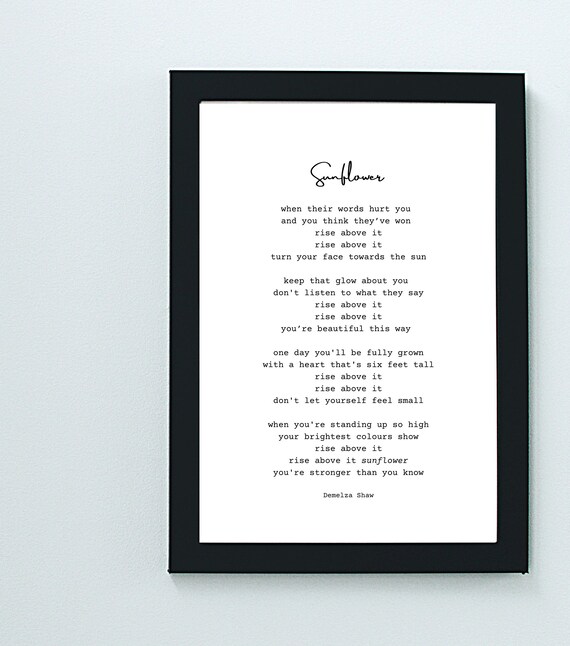 Sunflower Poetry Print A4 Digital Download - Etsy