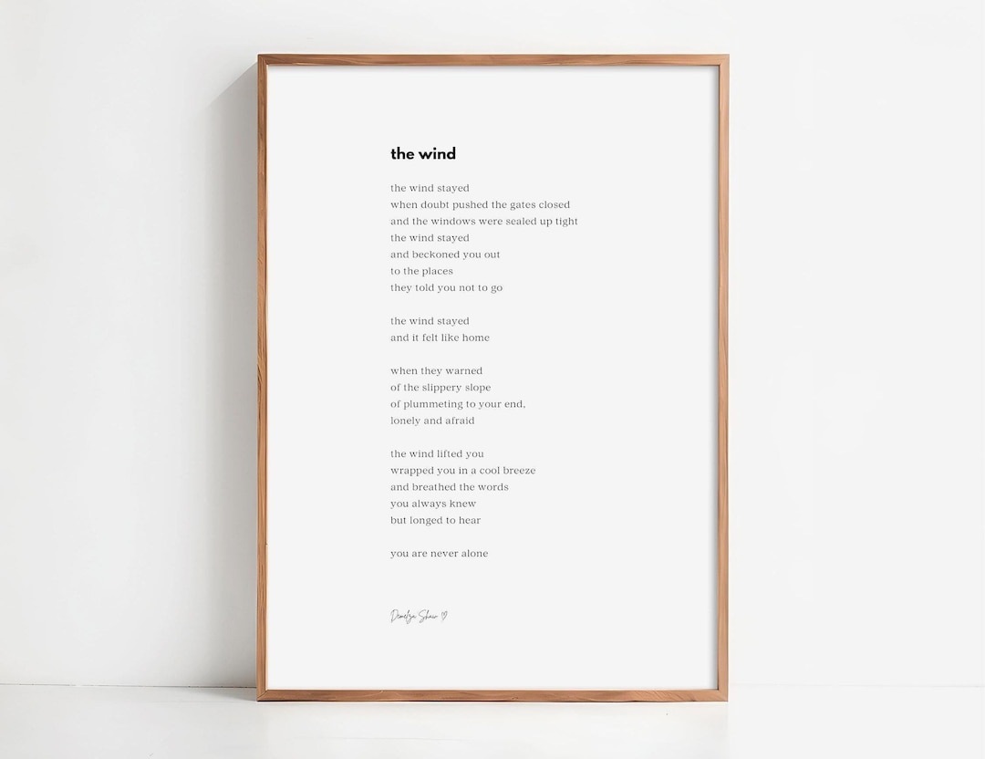The Wind - Poetry Print, Wall Art Home Decor, Inspirational Poetry ...