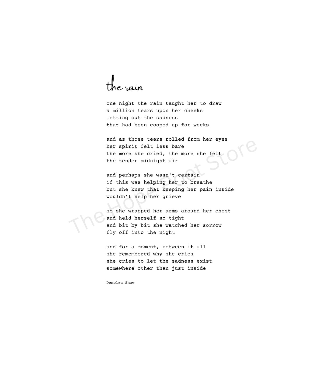 The Rain Poetry Print A4 Digital Download - Etsy