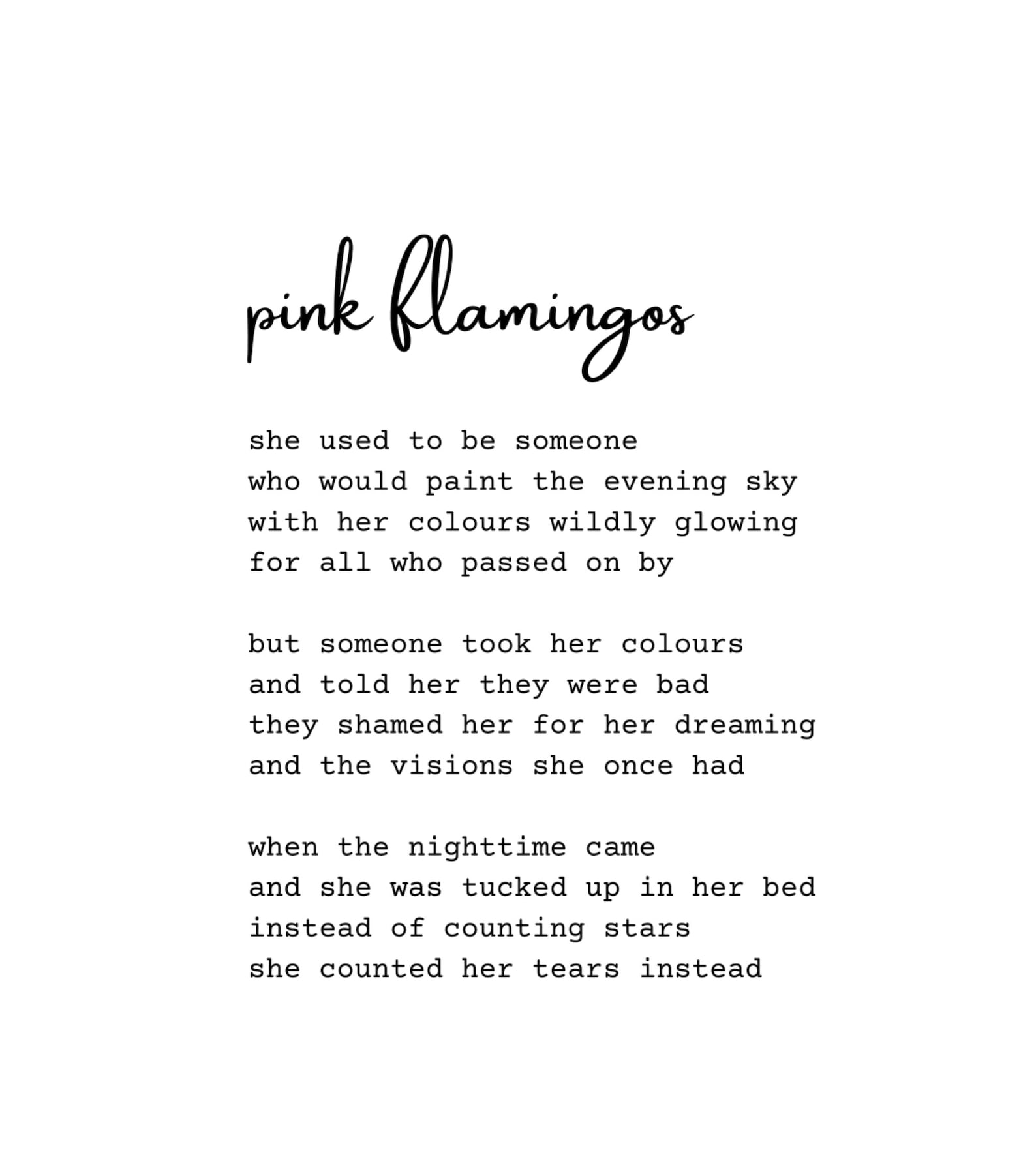 Pink Flamingos Poetry Print A4 digital Download Inspiring - Etsy