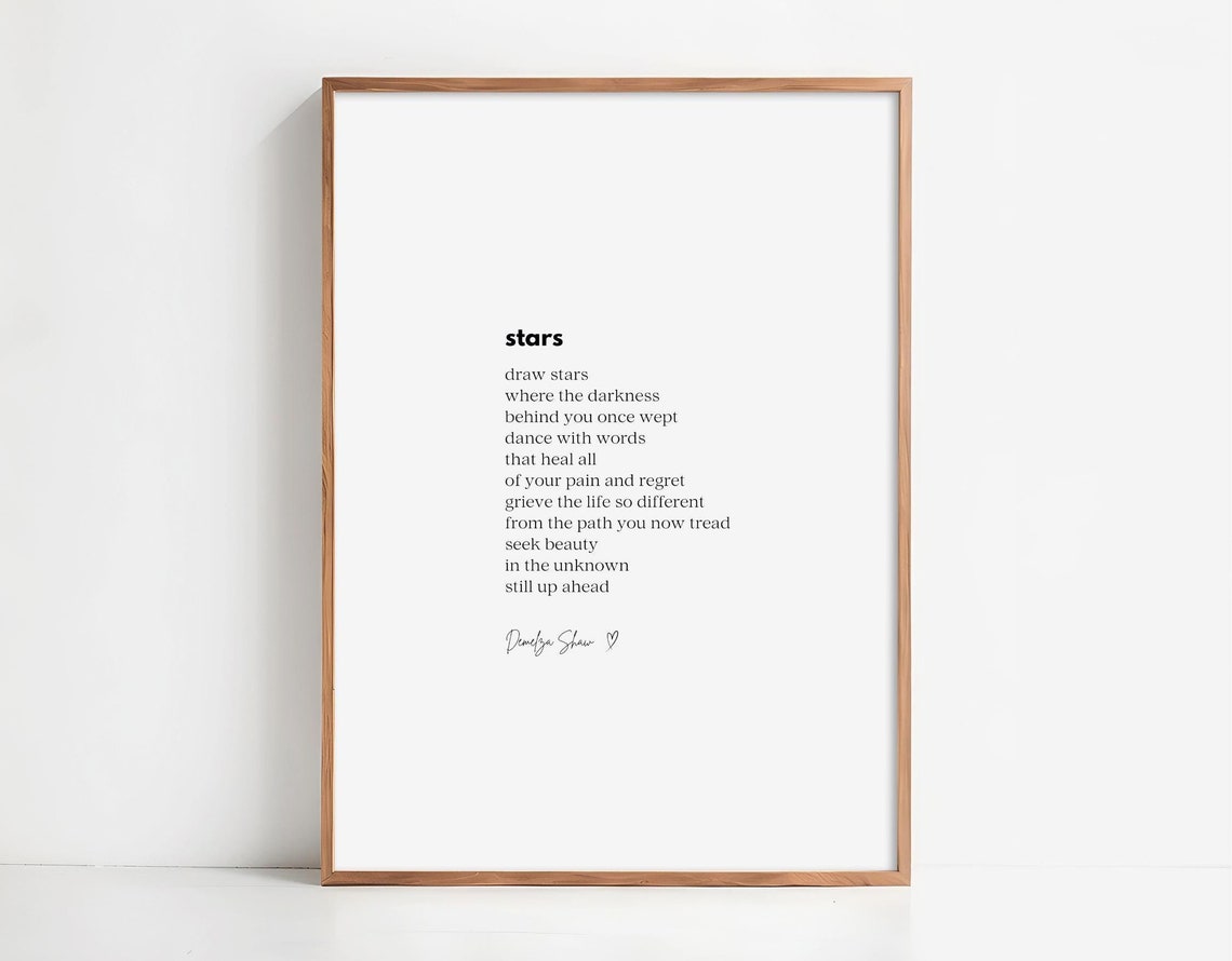 Stars - Printable Poem (A4 Digital Download), Digital Poem, Poetry ...