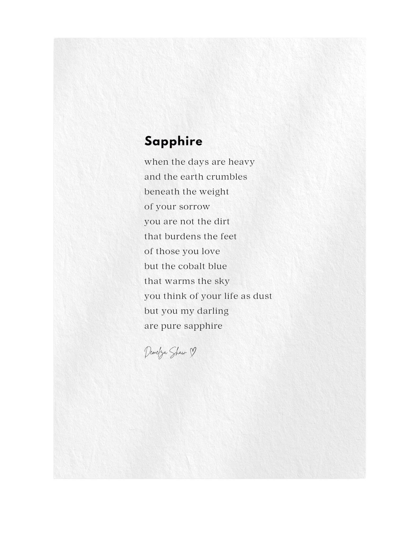 Sapphire Poem Print: Inspirational Wall Art (digital Download) - Etsy