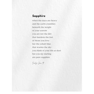 Sapphire - Poetry Print, Poem Reminder, Wall Art Home Decor Gift ...