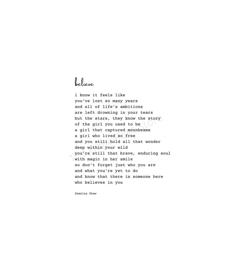 Believe Printable Poem A4 Digital Download - Etsy