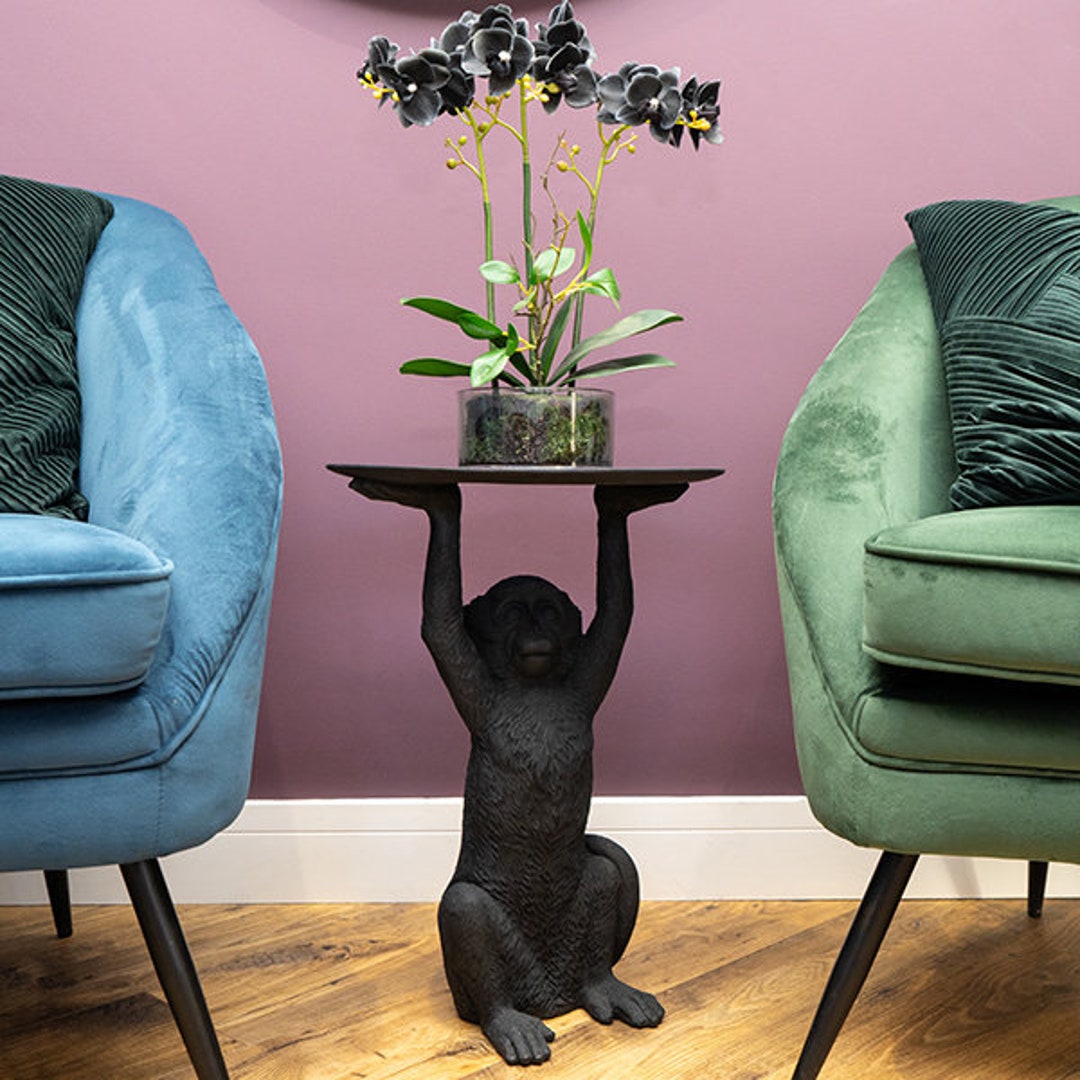 Art Deco Monkey Side Table in Black - Etsy