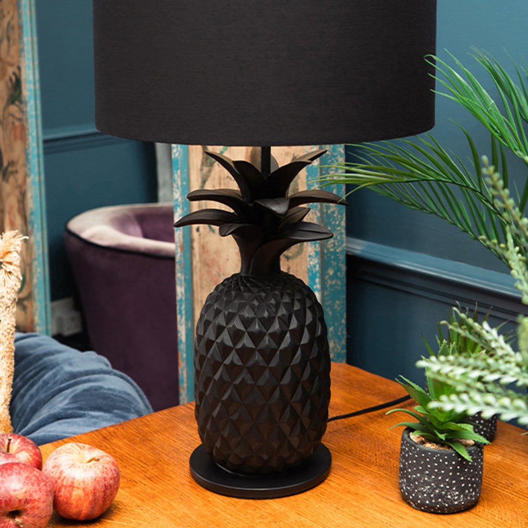 Black and Gold Pineapple Lamp With Matching Shade - Etsy