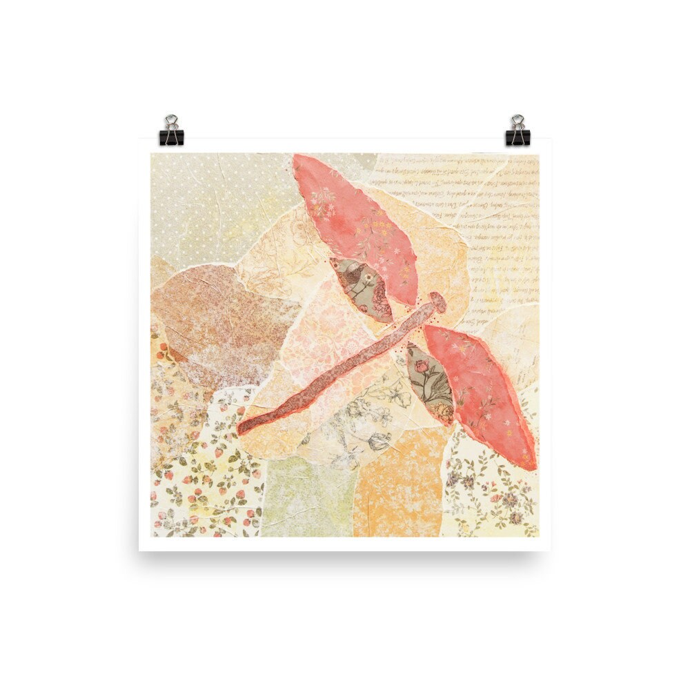 Dragonfly Poster Mixed Media Pastel Wall Decor - Etsy