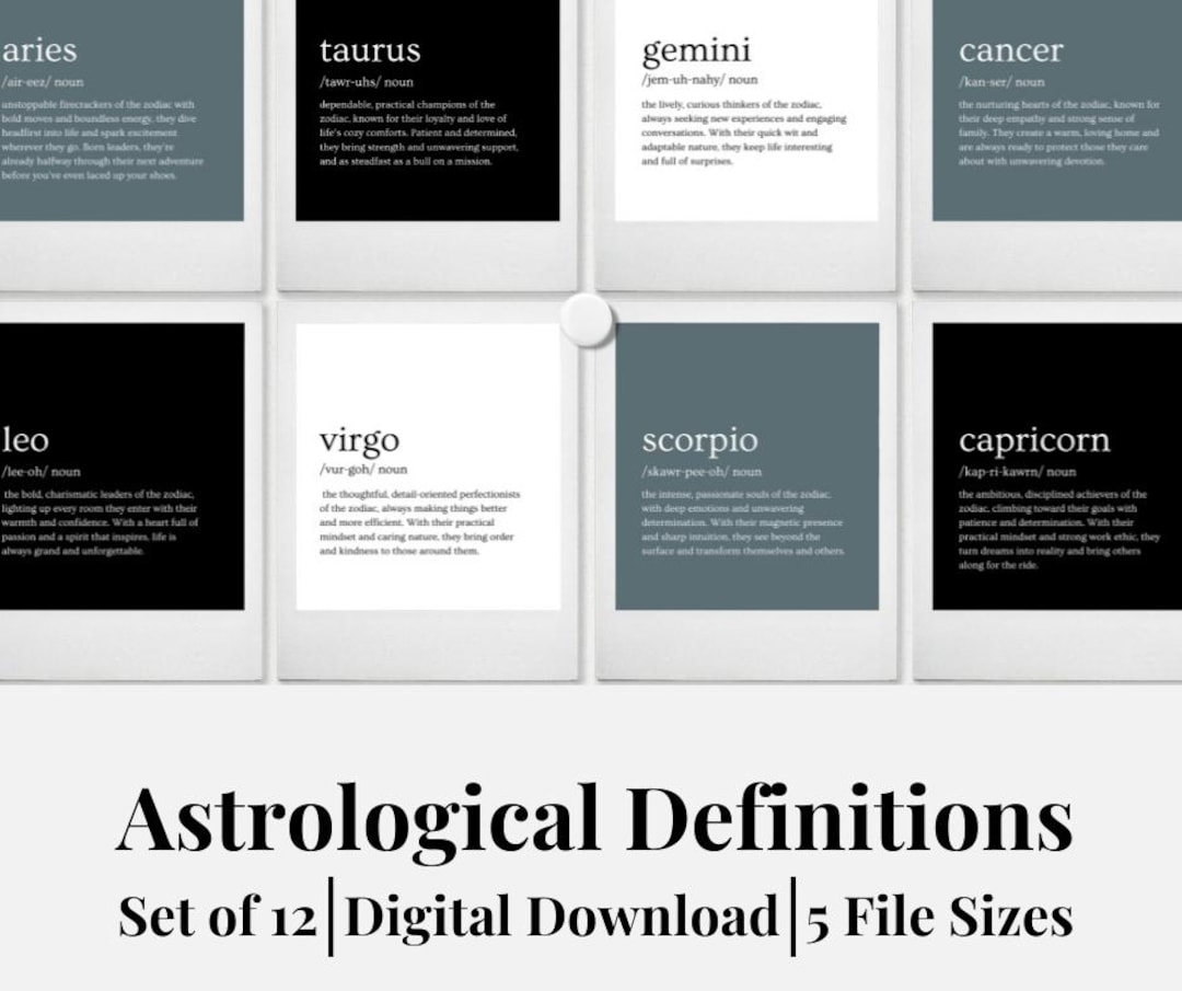 Zodiac Sign Definition Digital Print Printable Wall Art Astrology Aries ...