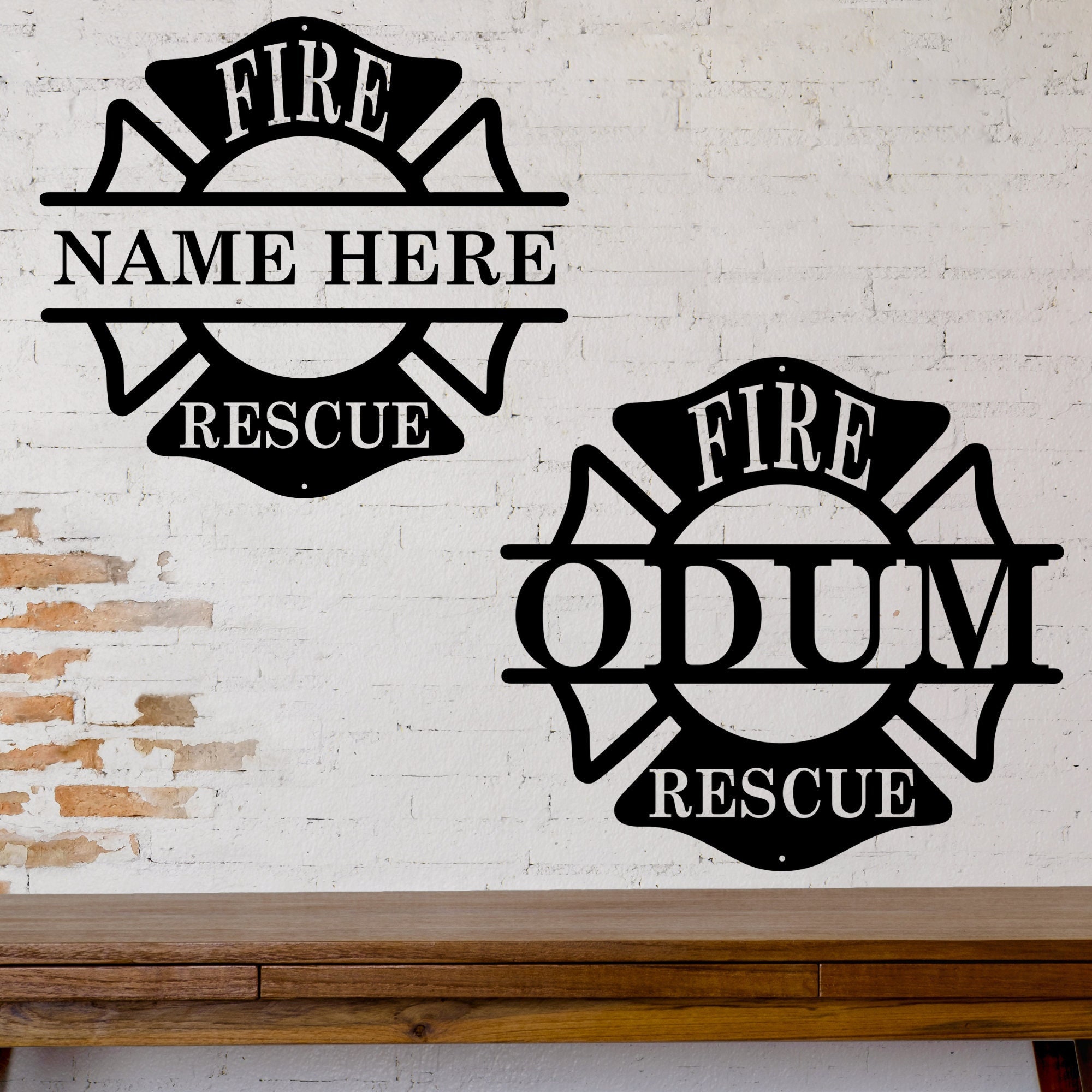 Fire Rescue Name Raw Brushed Metal Sign - Etsy