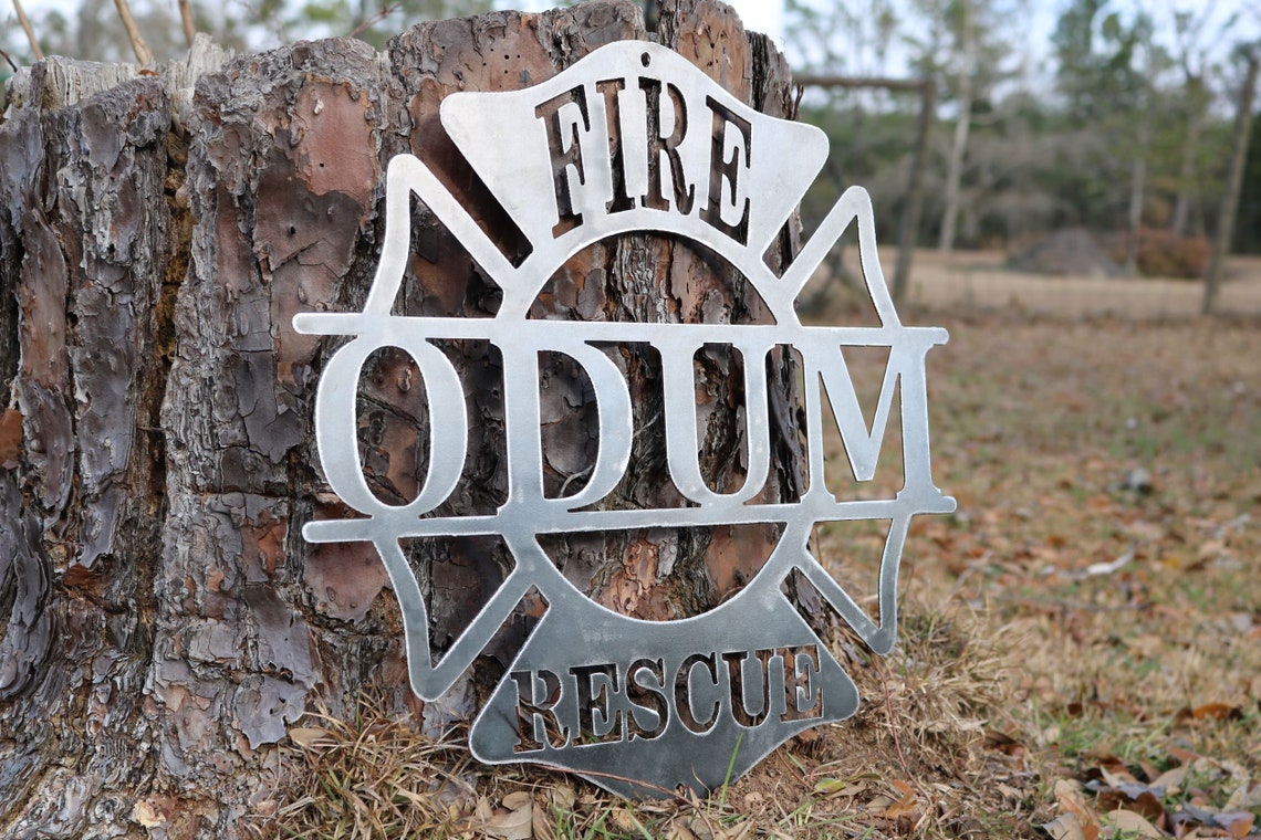 Fire Rescue Name Raw Brushed Metal Sign - Etsy