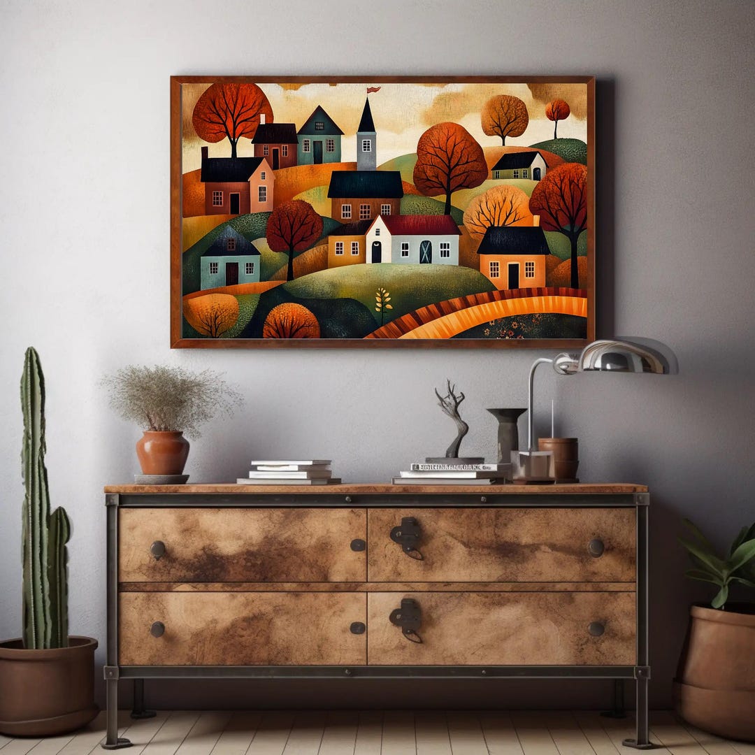 Fall Color Extra Large Wall Art: Autumn Landscape Art for Rustic Home ...
