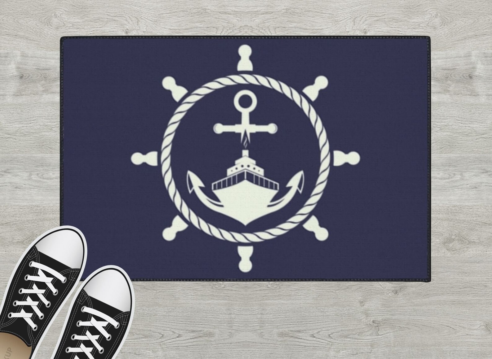 Ships Wheel Nautical Floor Mat Sailor Welcome Mat Navy Blue - Etsy