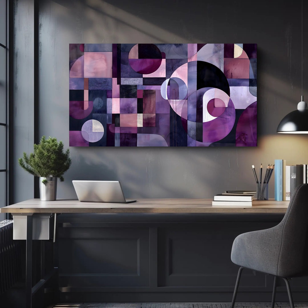 Mid Century Modern Abstract Painting, Geometric Home or Office Wall ...