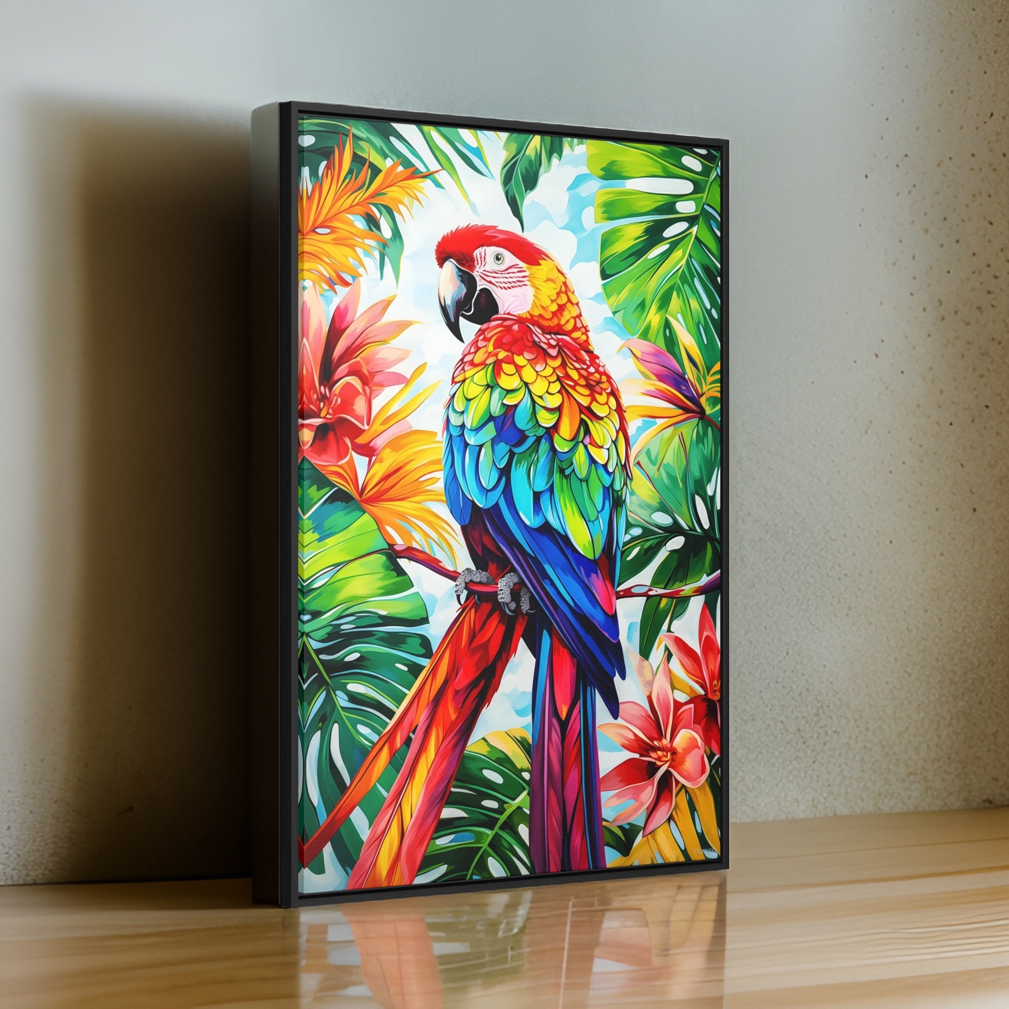 Majesty Macaw Parrot Wall Art Print: Tropical Bird in Lush Jungle With ...