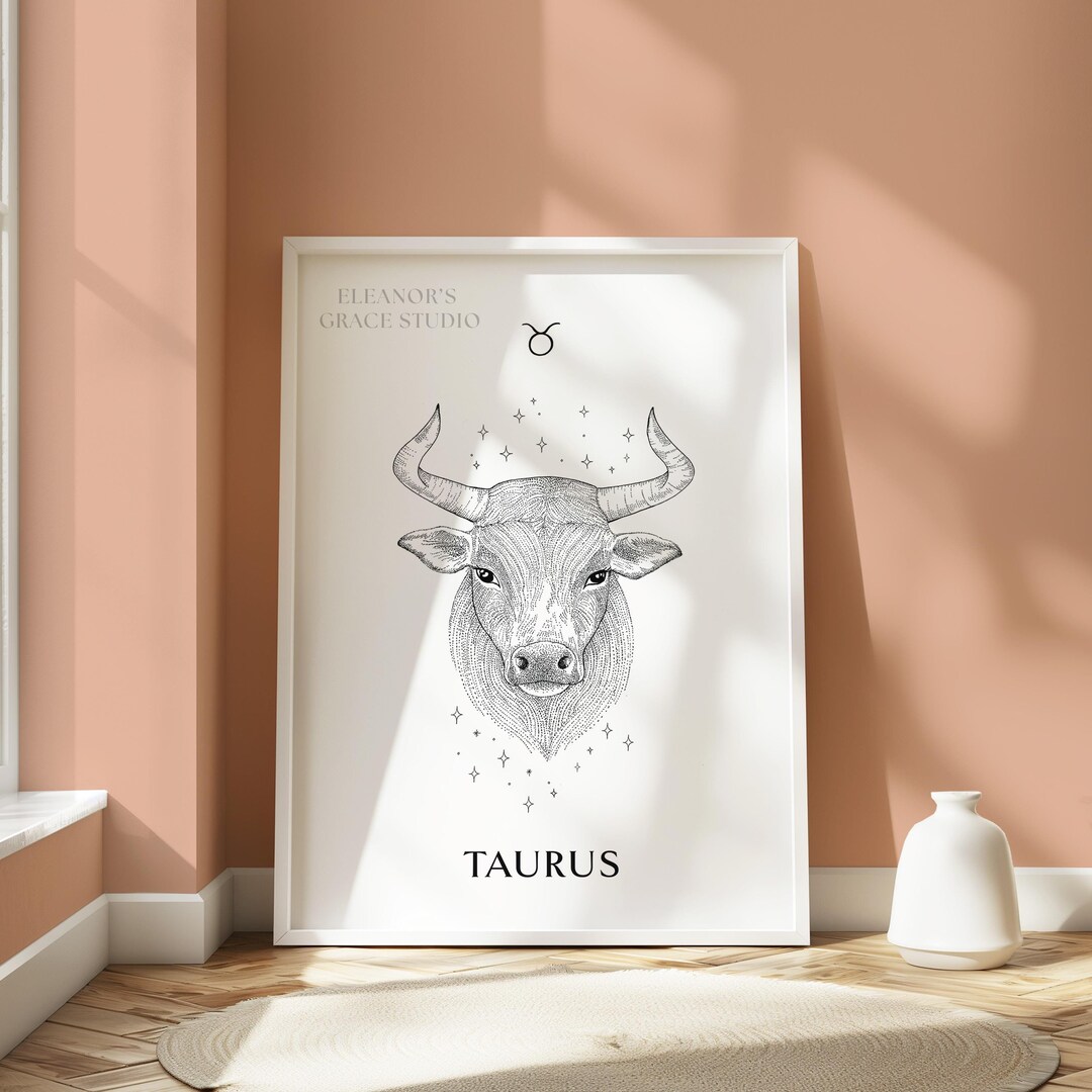 Taurus Zodiac Print: Bull Star Sign, Boho Astrology Wall Art - Etsy