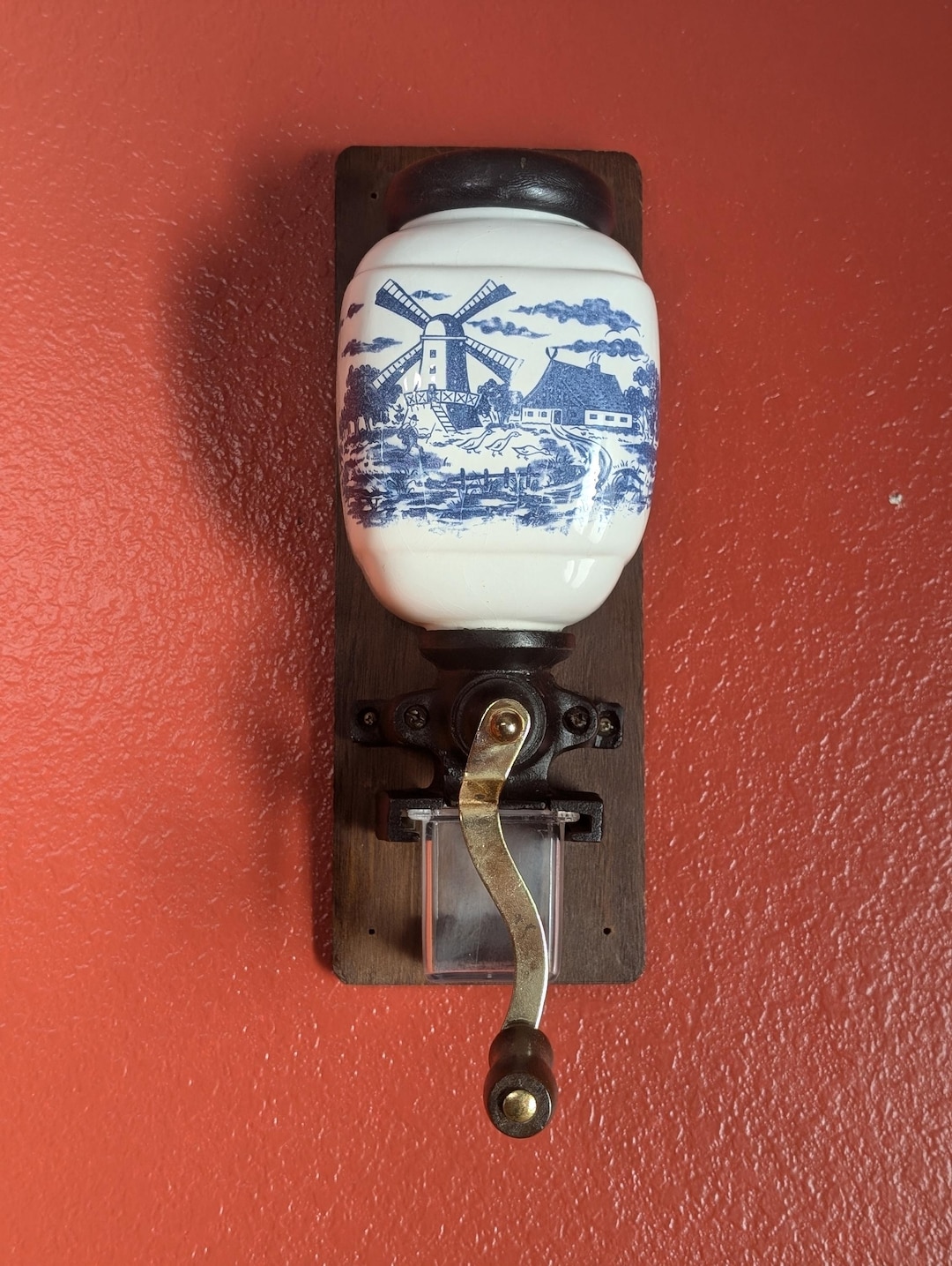 Dutch Delft Blue Coffee Bean Grinder, Manual Mill, Vintage Kitchen Tool ...