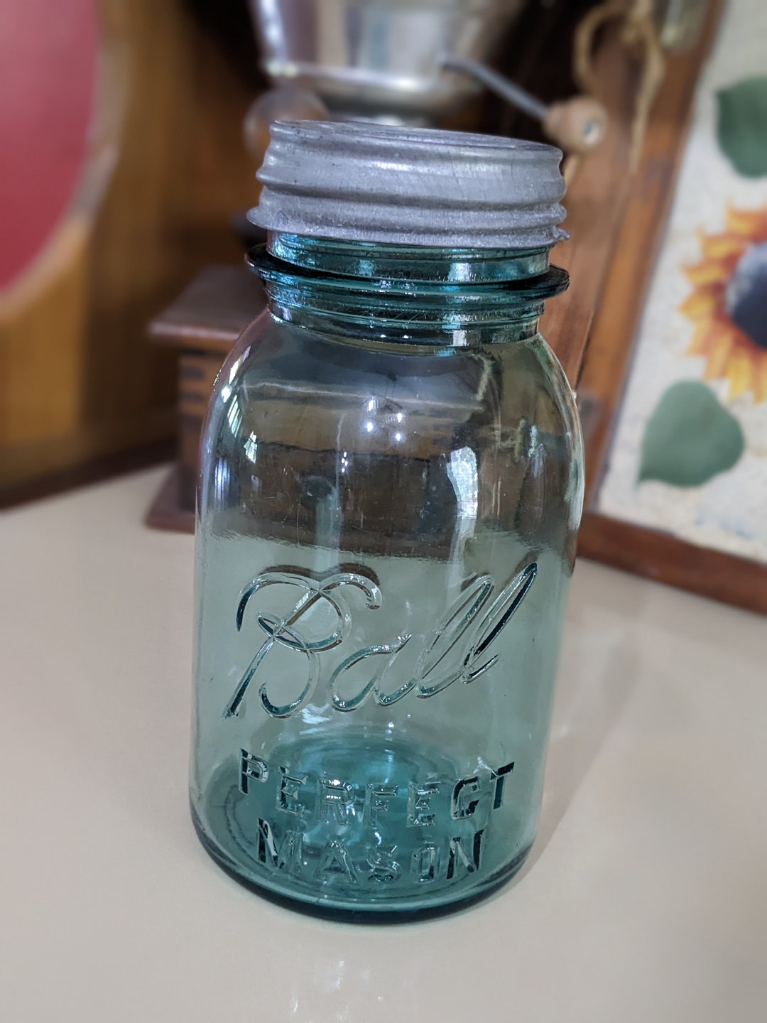 Vintage Ball Perfect Mason Blue Quart Canning Kitchen Jar/collectible ...