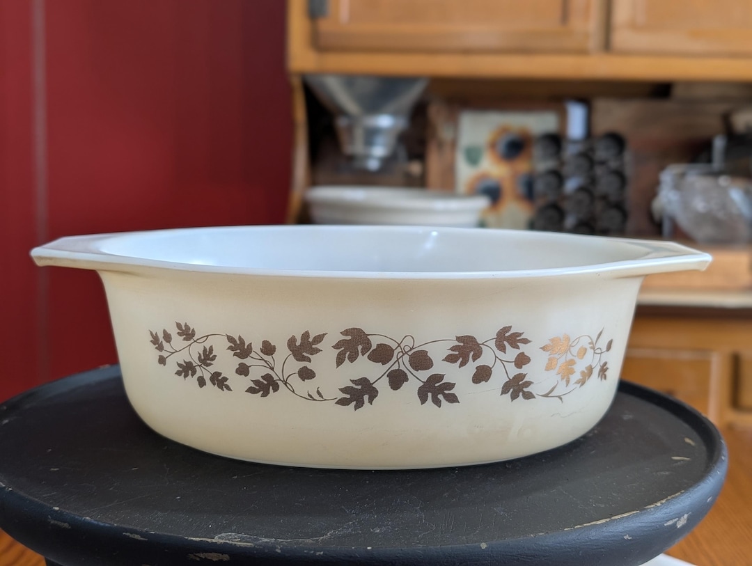 Vintage Pyrex Golden Acorn Oval Casserole – 043 – 1.5 Qt – Made in USA ...