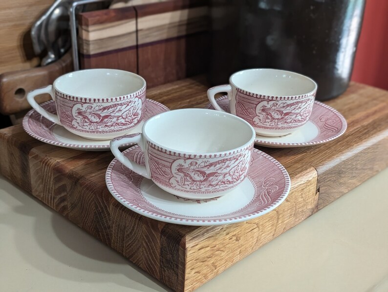 Royal China Memory Lane Red Transferware Tea Cup and Saucer, Retro ...