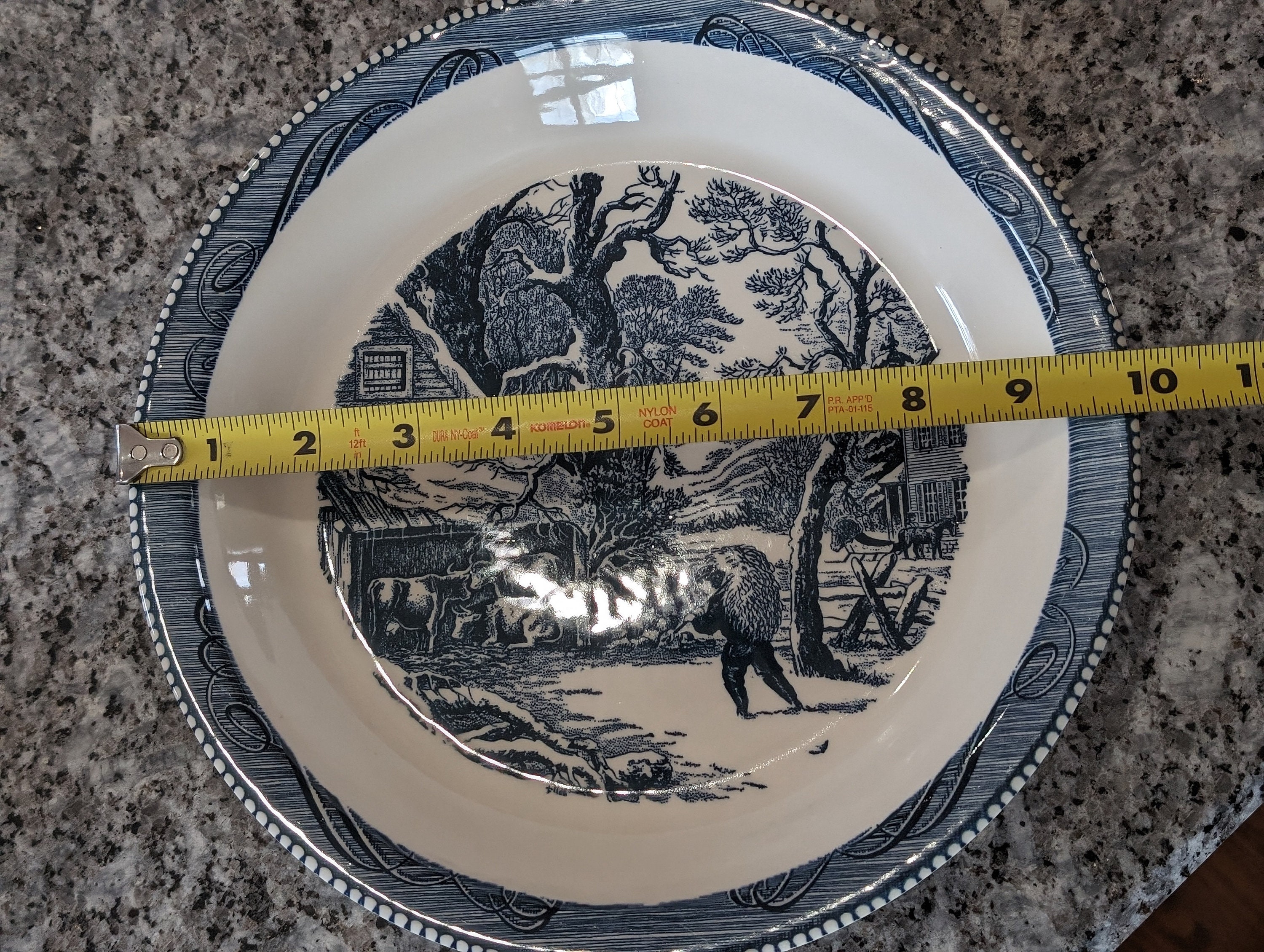 ROYAL USA CHINA Currier & Ives Round Pie Plate, Blue and White, 10 Dia ...