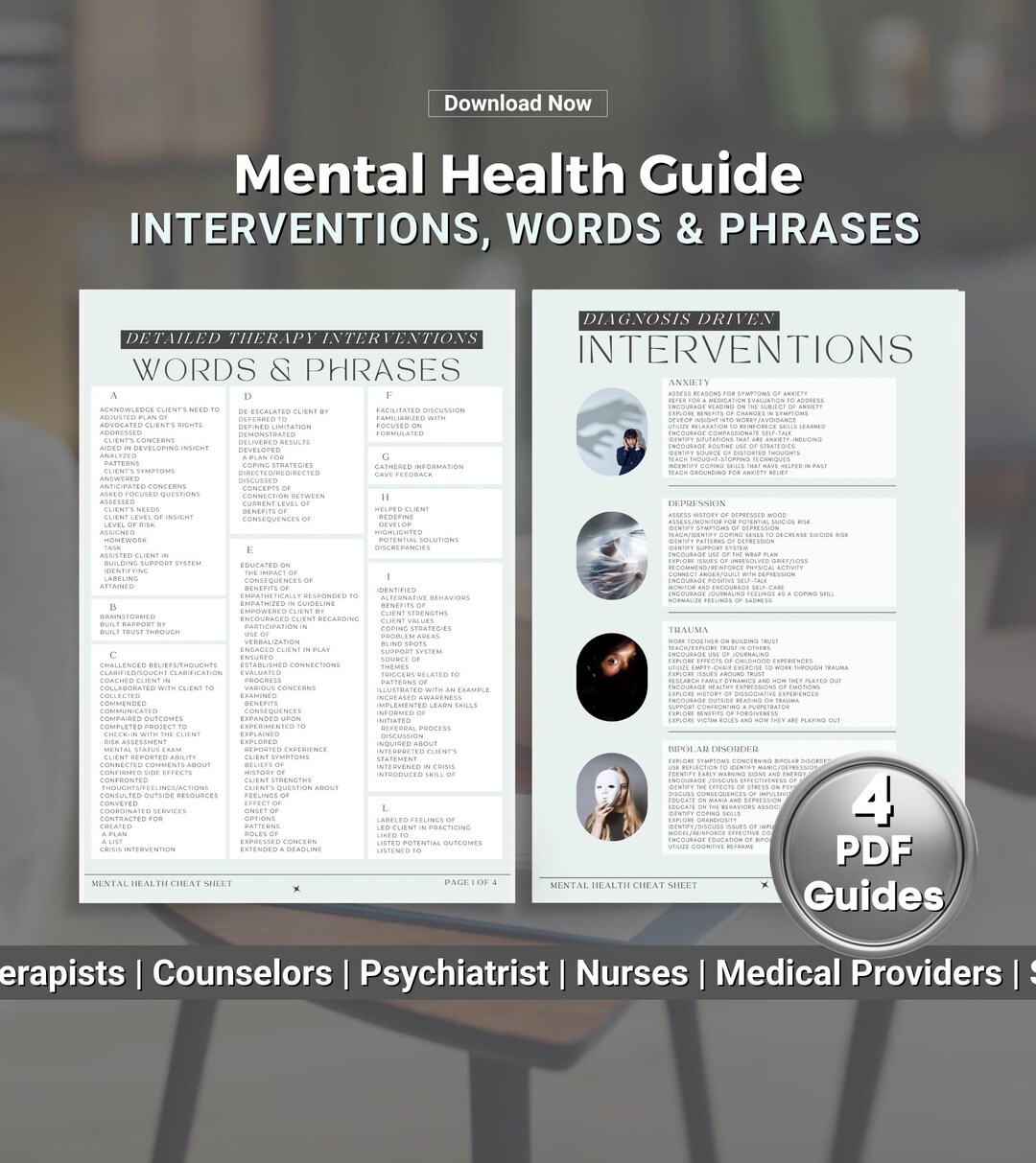 Mental Health Therapy Interventions, Planning & Treatment Phrases ...