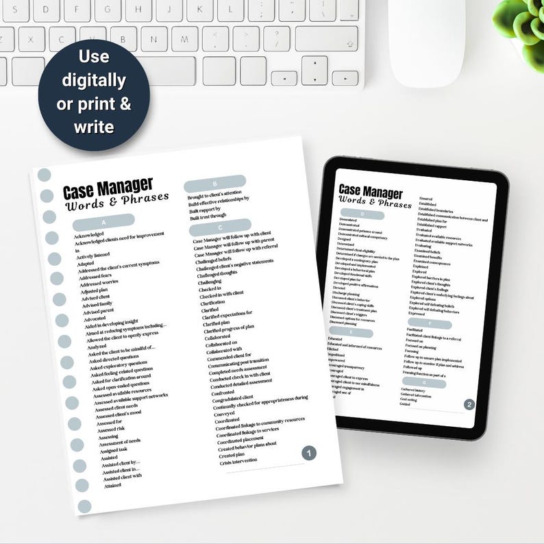 Case Manager Documentation Cheat Sheet - Case Management Verbiage ...