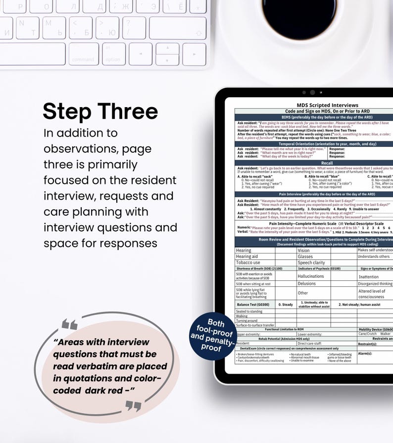 MDS Assessment & Interview Cheat Sheet, Nursing Home Coordinators RAI ...