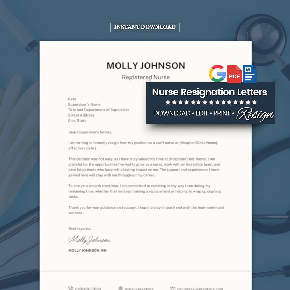Nurse Resignation Letter + Professional Thank You Letter | Healthcare ...