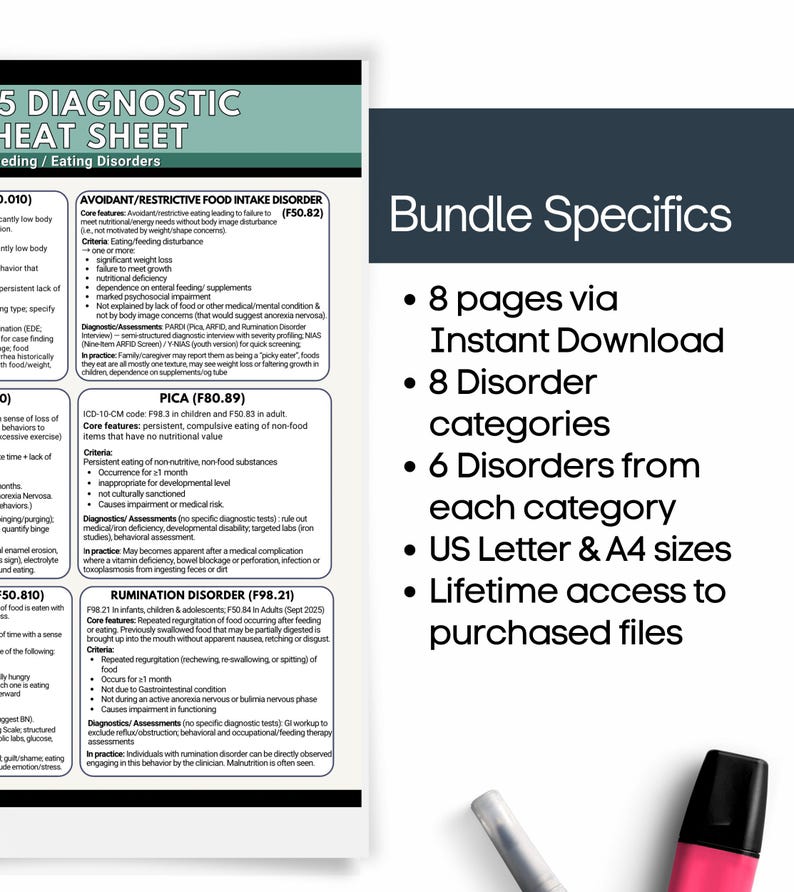 DSM-5 Diagnostic Criteria Cheat Sheets, Mental Disorders Guide (PDF) - Etsy UK