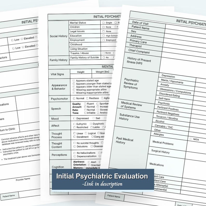 Psychiatric Progress Note, Psychiatry Session Template, Printable ...