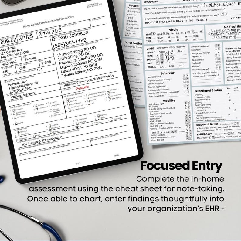 OASIS-E1 Cheat Sheet: Home Health Nurse OASIS Start of Care SOC ...